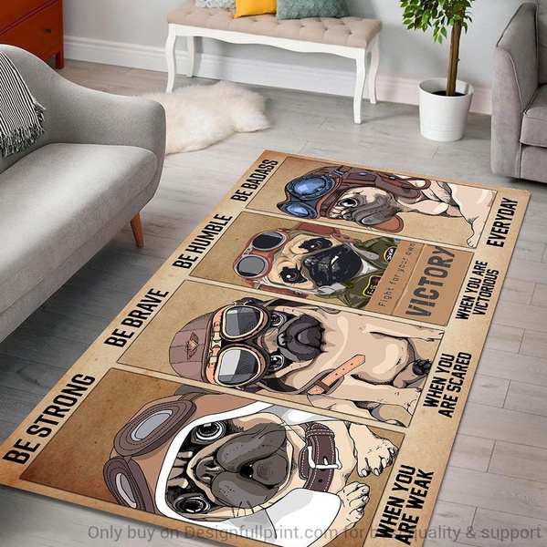 Pug Pilot Rectangular Rug Lh Dog Lover Gift – Corethermax
