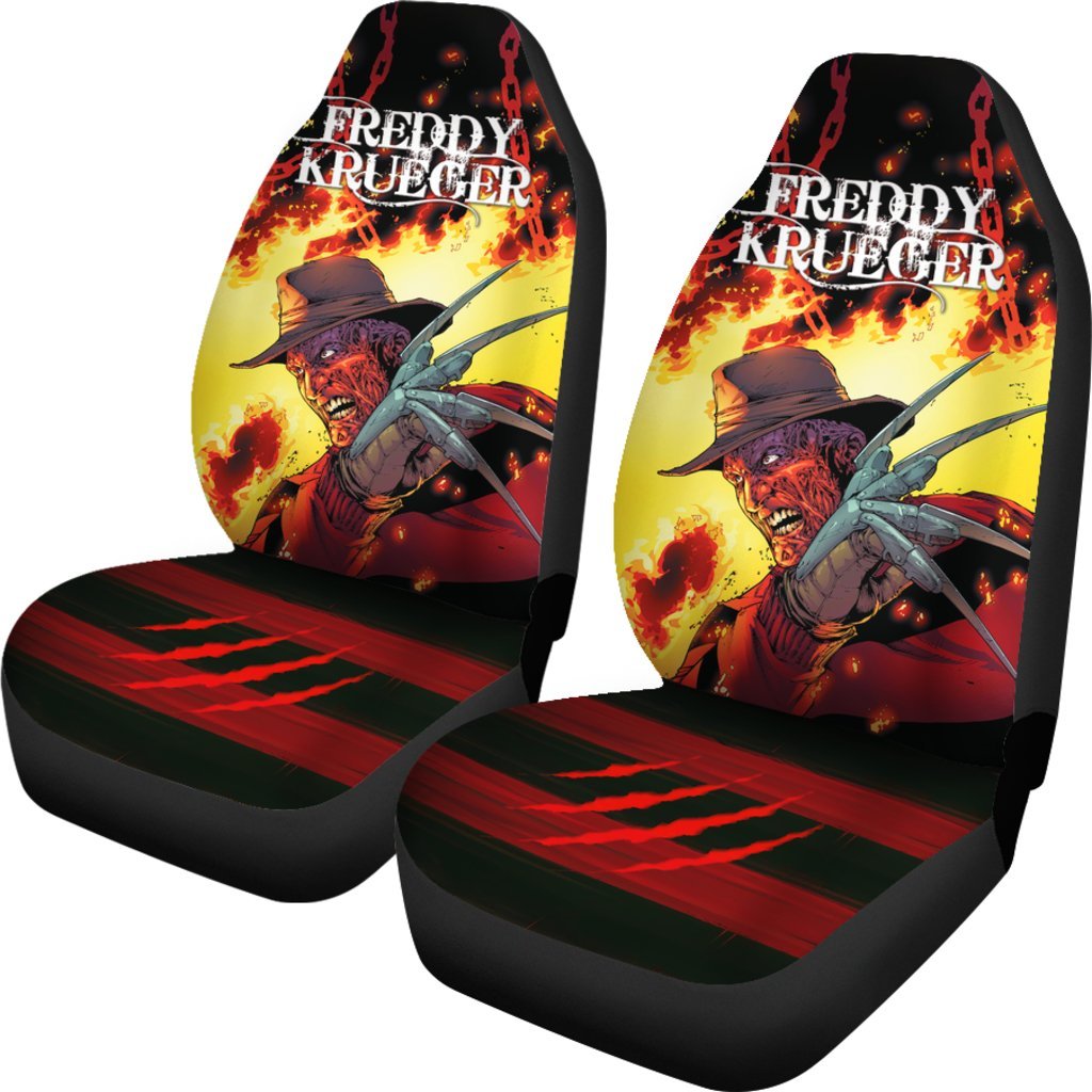 Horror Movie Car Seat Covers | Freddy Krueger Flaming In Fire Seat ...