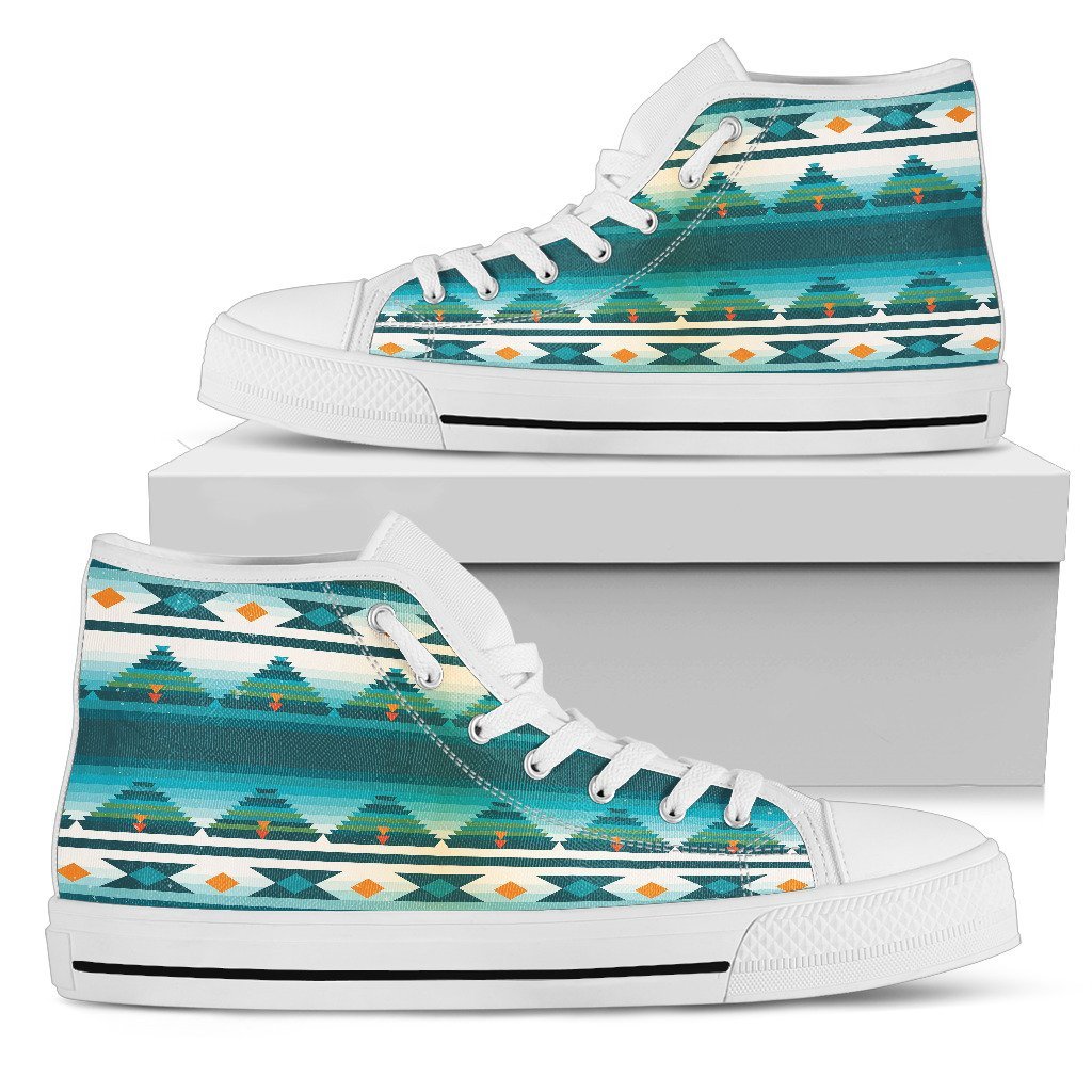 Blue Tribal Aztec Men High Top Shoes - VMTees