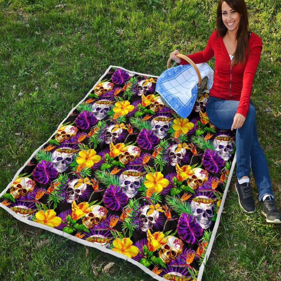 Purple Tropical Skull Pattern Print Quilt – Justbeperfect Fashion Shop