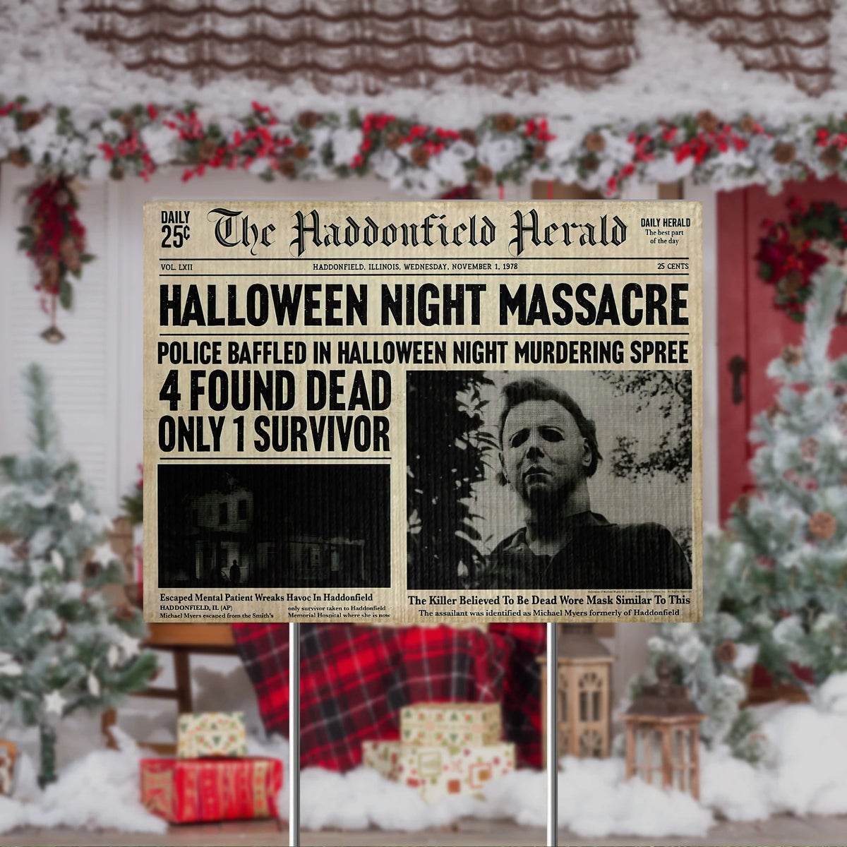 Gearhumans 3D Halloween Michael Myers Haddonfield Herald Custom Yard ...