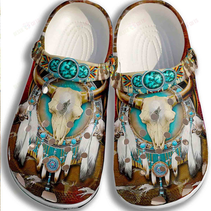 Cow Skull Native American Crocss Classic Clogs Shoes – Teethingmolars