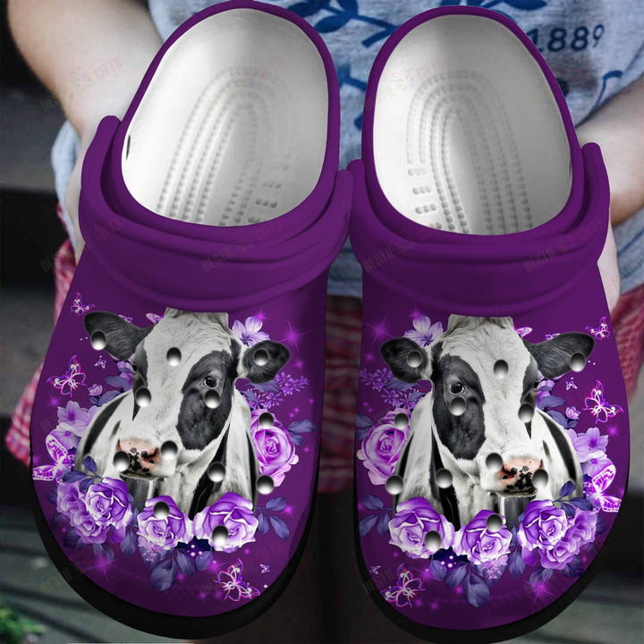 Purple Roses And Cow Crocs Classic Clogs Shoes – Justbeperfect Fashion Shop