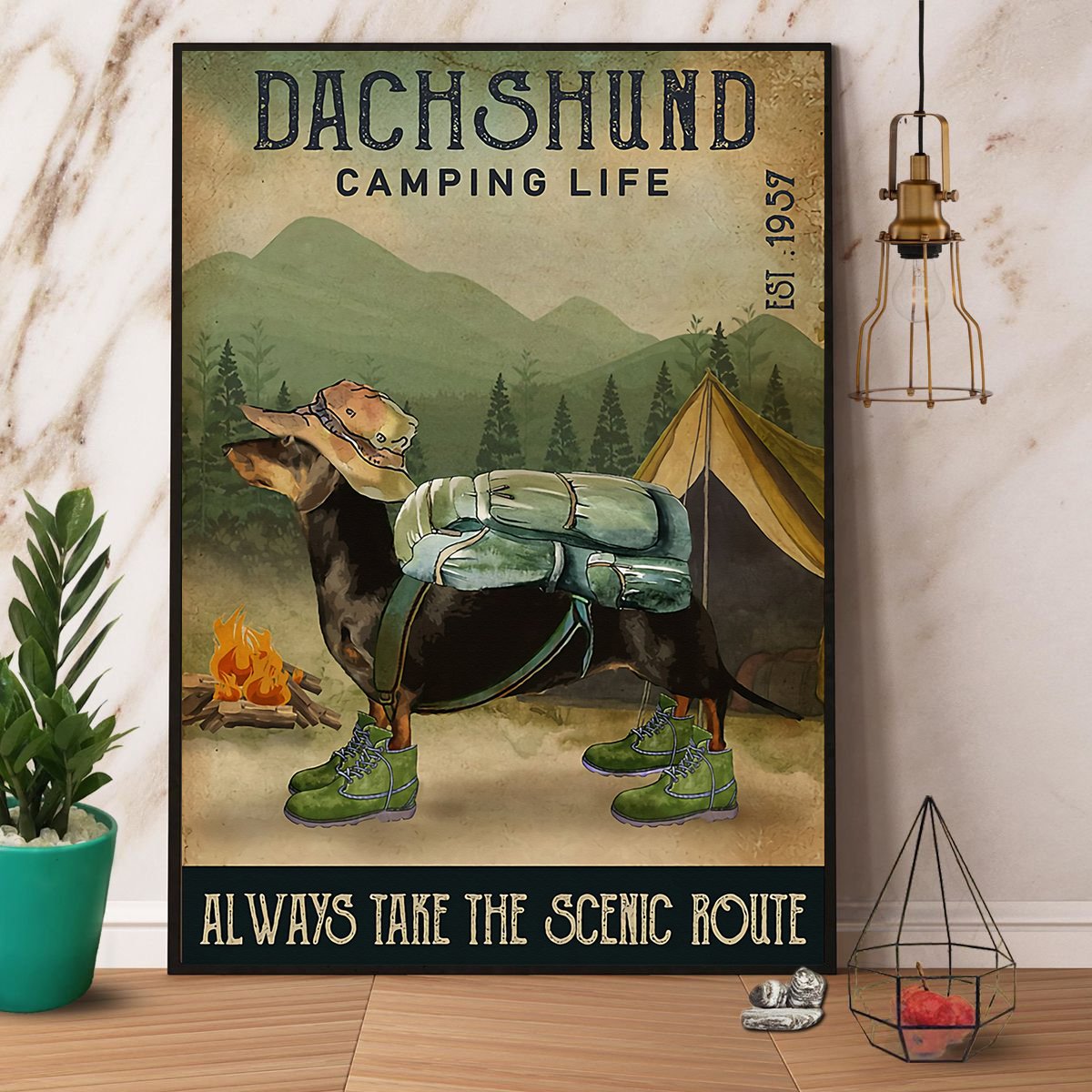 Dachshund Camping Life Always Take The Scenic Route Paper Poster No ...