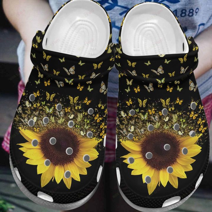 Sunflower Butterfly With Sunflower Crocss Classic Clogs Shoes Pancr0129 ...