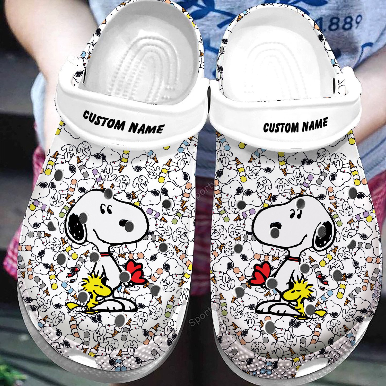 Custom Name Sno*Py White Clogs Shoes #021221L – Justbeperfect Fashion Shop