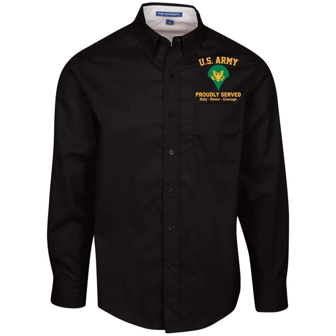 US Army E-4 SPC E4 Specialist Ranks Embroidered Port Authority Men’s LS ...