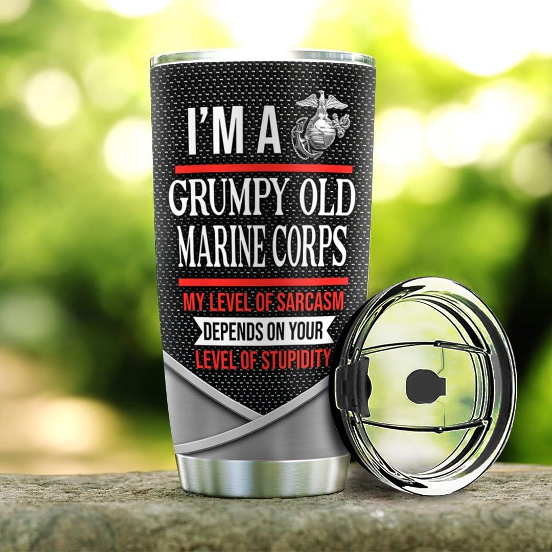 Personalized Veteran Tumbler Cup Designs Grumpy Marine Corps Veteran ...