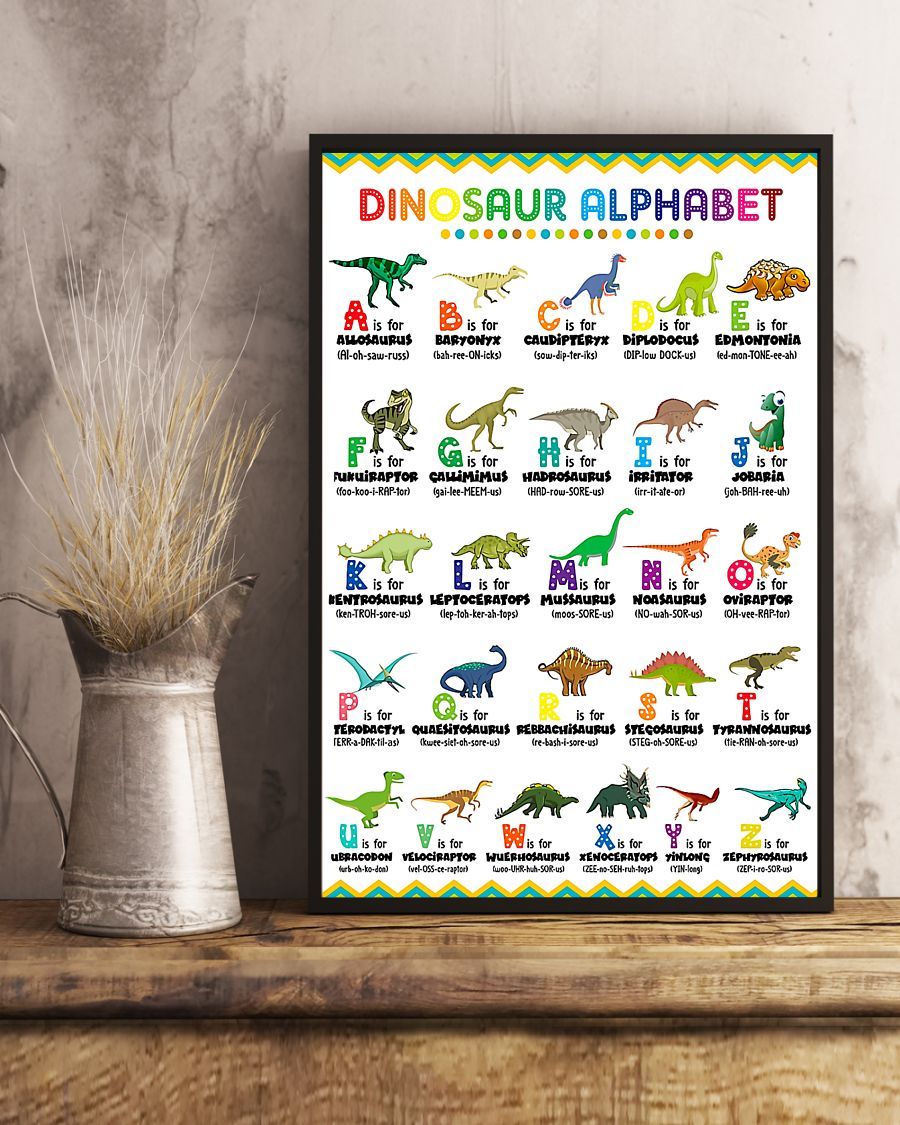 Teacher Dinosaur Alphabet Vertical Canvas And Poster | Wall Decor ...