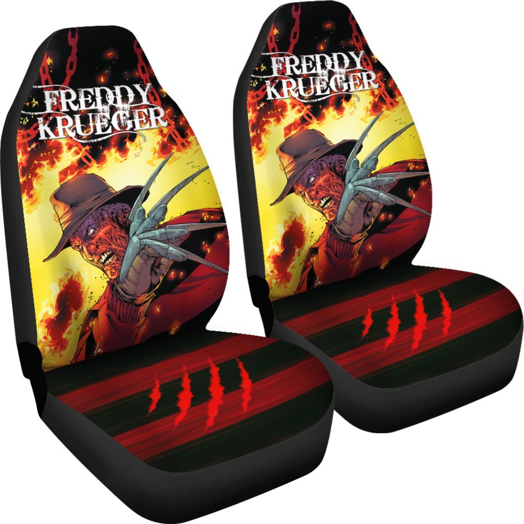 Horror Movie Car Seat Covers | Freddy Krueger Flaming In Fire Seat ...