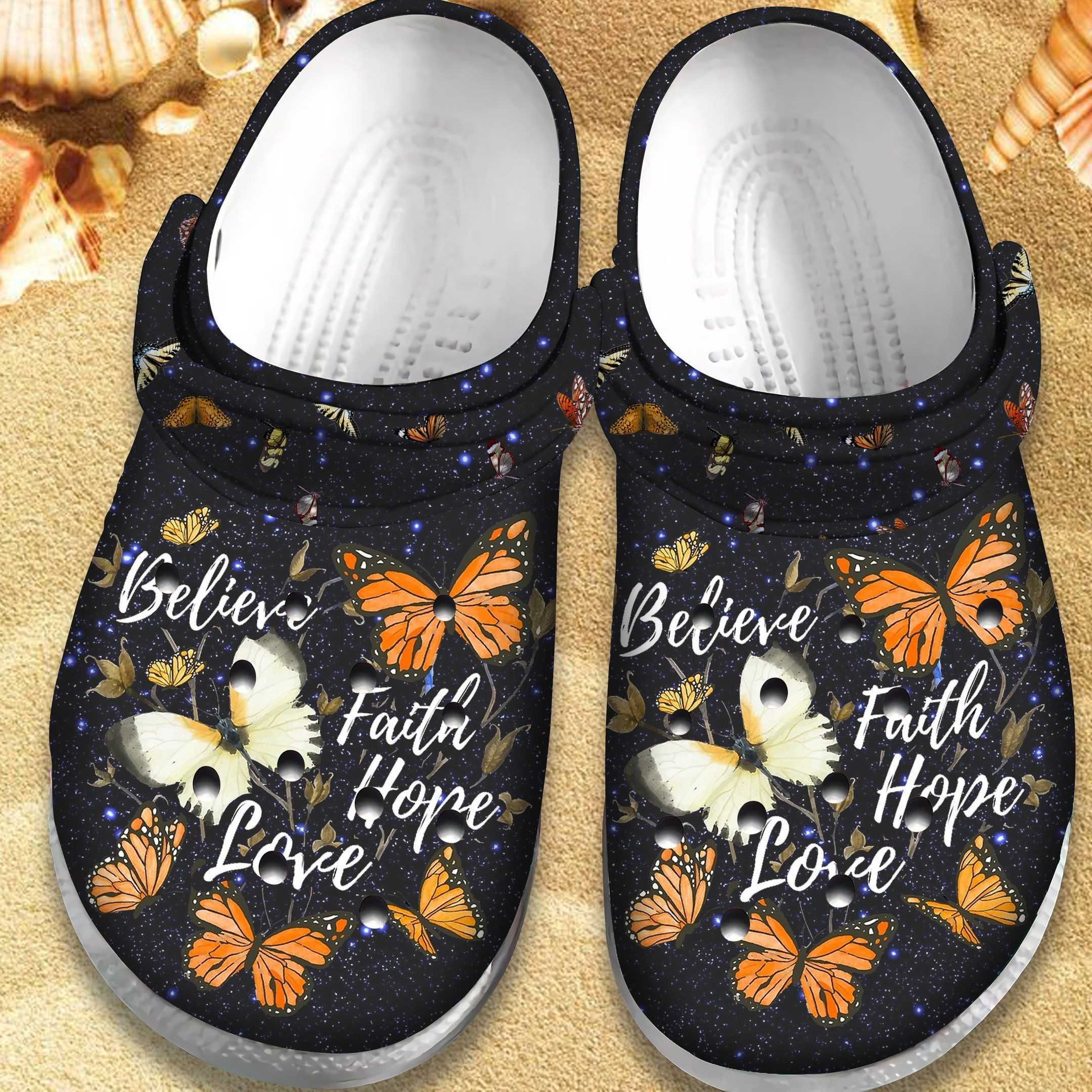 Believe Faith Hope Love Shoes Butterfly Crocs Crocbland Clog Gift For ...