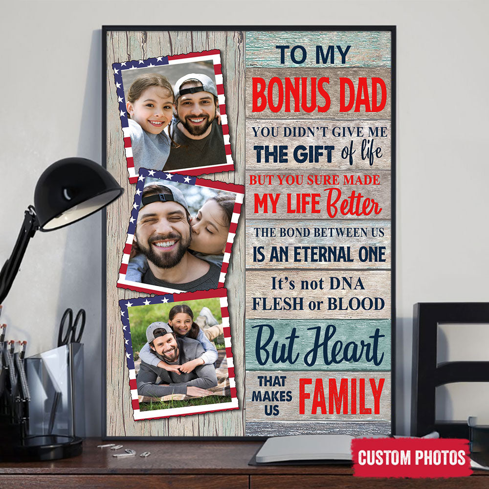 Personalized Photos Gift For Bonus Dad Poster – Posterveto