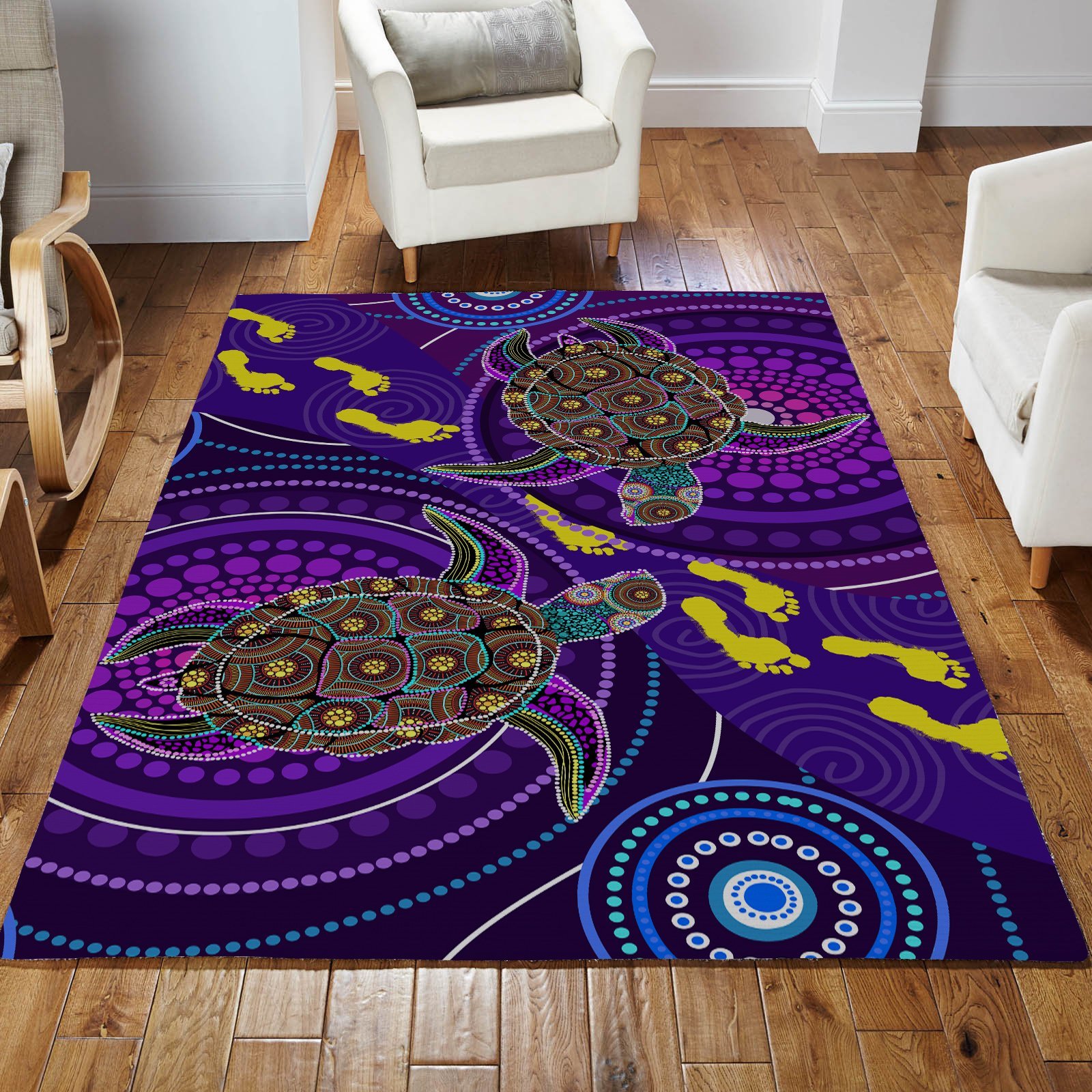 Aboriginal Purple Turtles Australia Indigenous Painting Art Rug ...