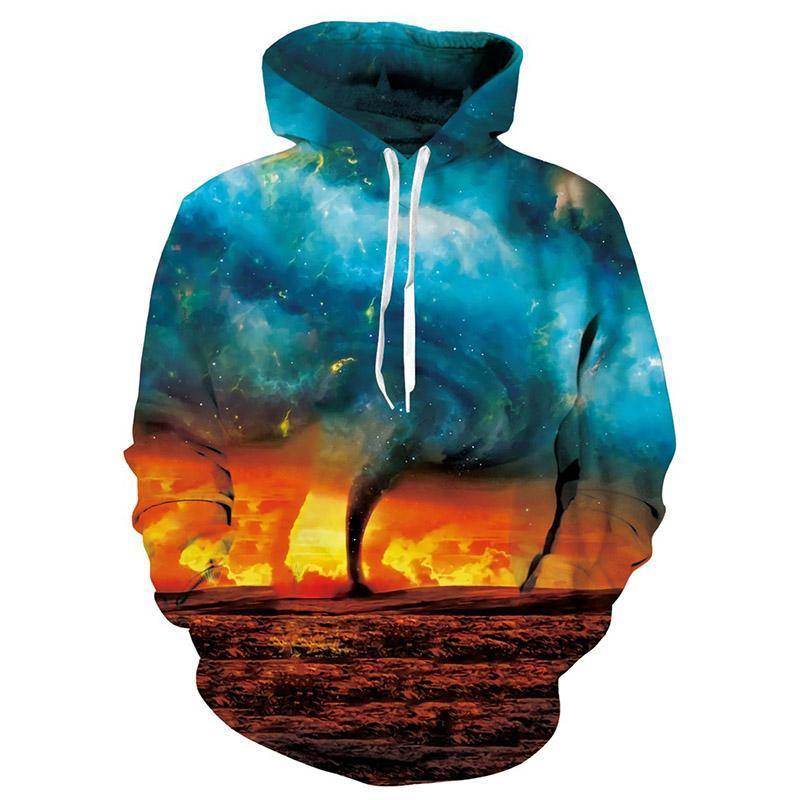 Mens Hoodies 3D Printed Big Fire Printing Pattern Hooded – Chingontees