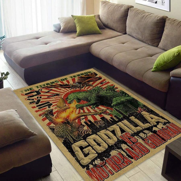 GODZ1001 Godzilla vs Mothra and Ghidorah Area Rug - Redditprint NDP Store