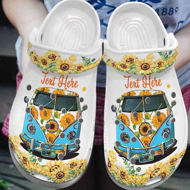 Hippie Personalized Just Sunflower Bus Crocss Classic Clogs Shoes For ...