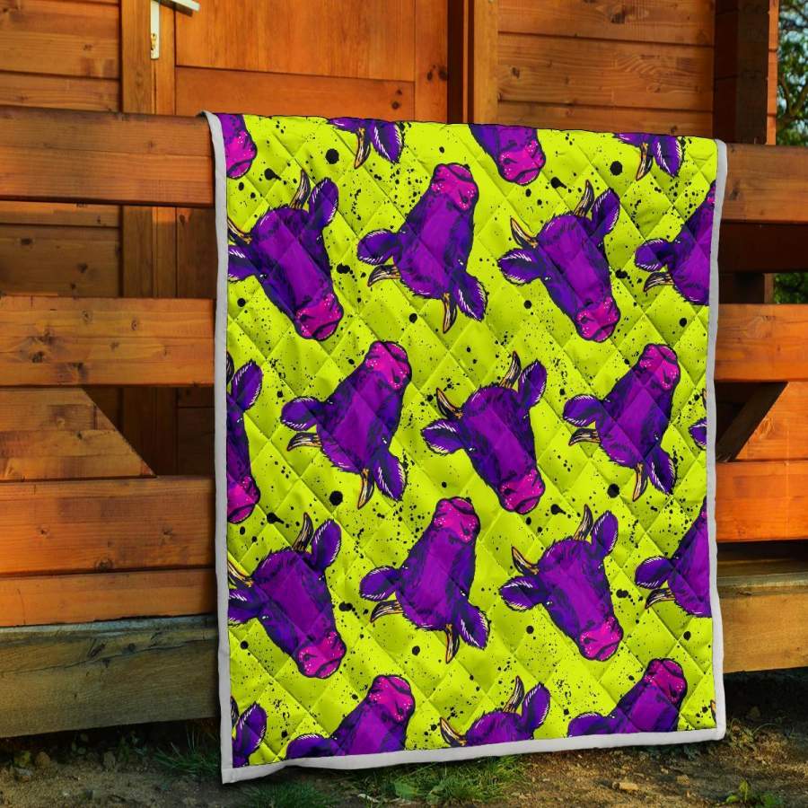 Lime Green And Purple Cow Pattern Print Quilt – Justbeperfect Fashion Shop