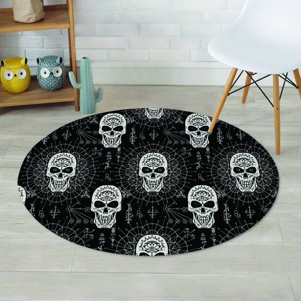 Skull Gothic Witch Round Rug – Skull Art Prints