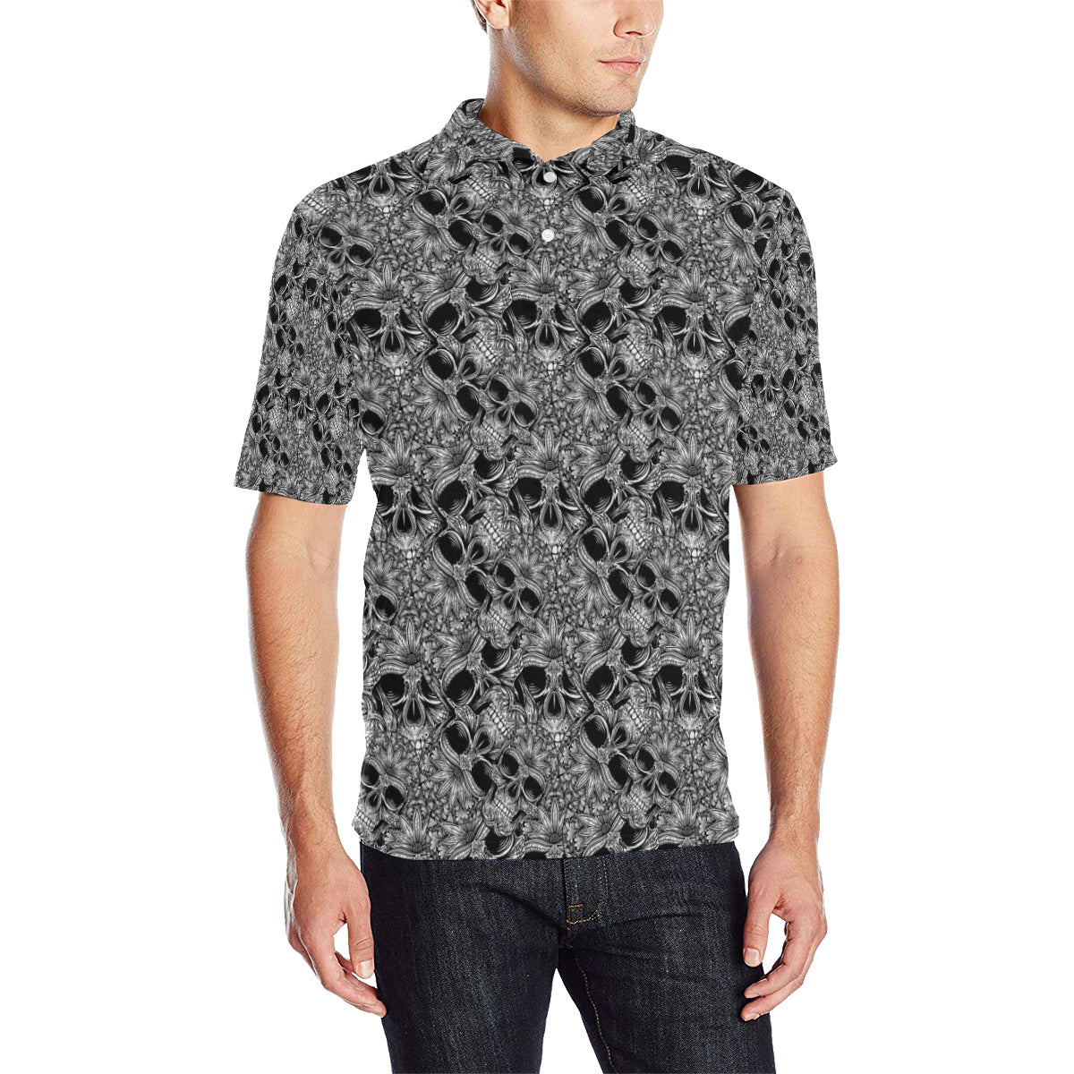 Skull Tattoo Design Print Men Polo Shirt – Skull Art Prints