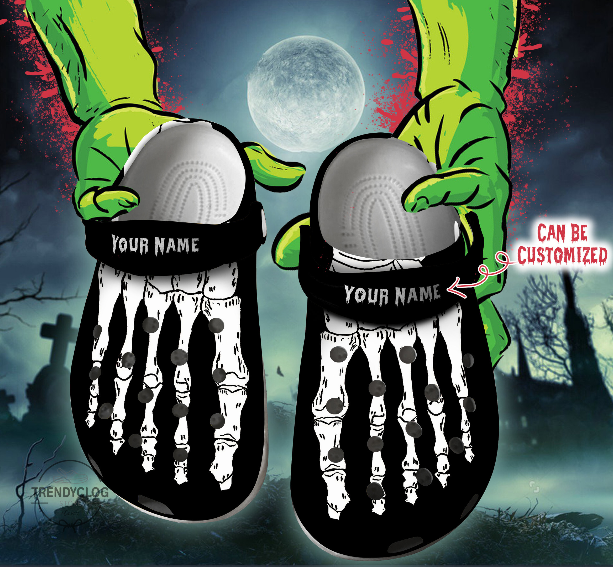 Halloween Crocss – Personalized Halloween Horror Skeleton Foot Clog ...