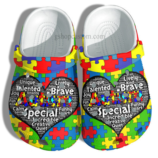 Autism Heart Brave Special Crocs Shoes – Puzzel Autism Awareness Shoes ...