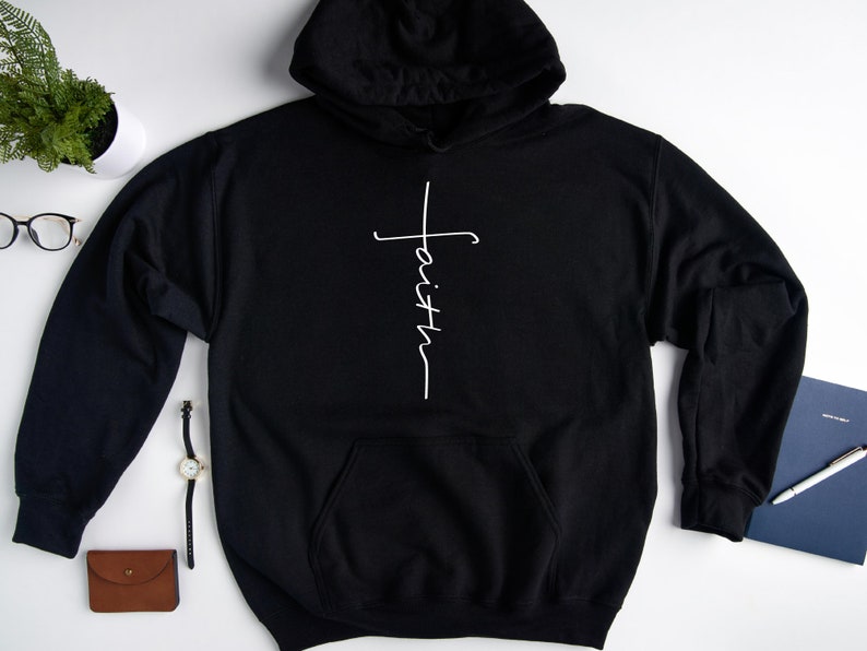 Faith Cross Hoodie, Christian Hoodie, Faith Hoodie, Vertical Cross ...
