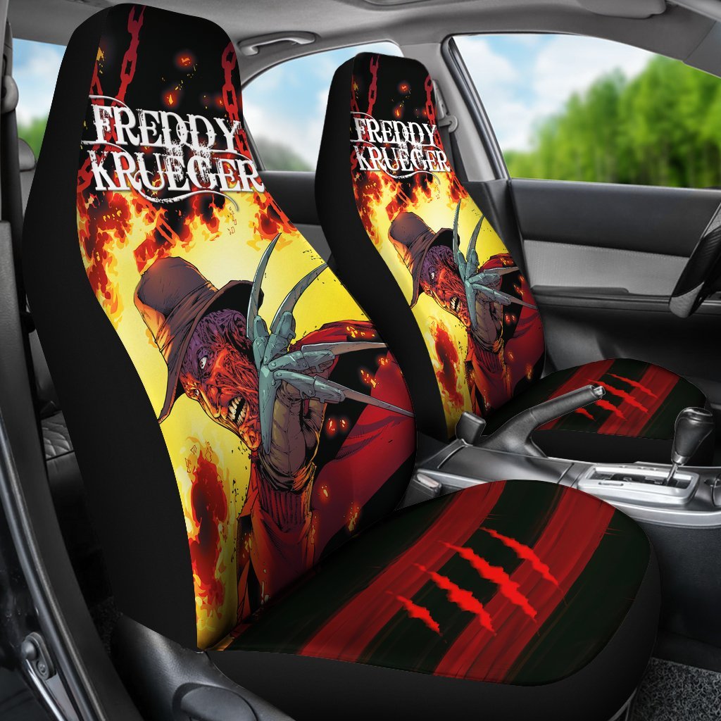 Horror Movie Car Seat Covers | Freddy Krueger Flaming In Fire Seat ...