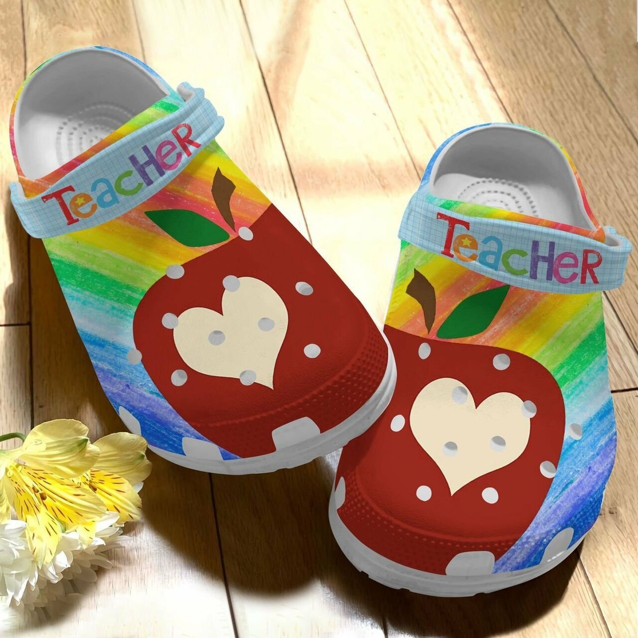 Teacher Apple Tie Dye Crocs Crocband Clog Shoes For Men Women ...