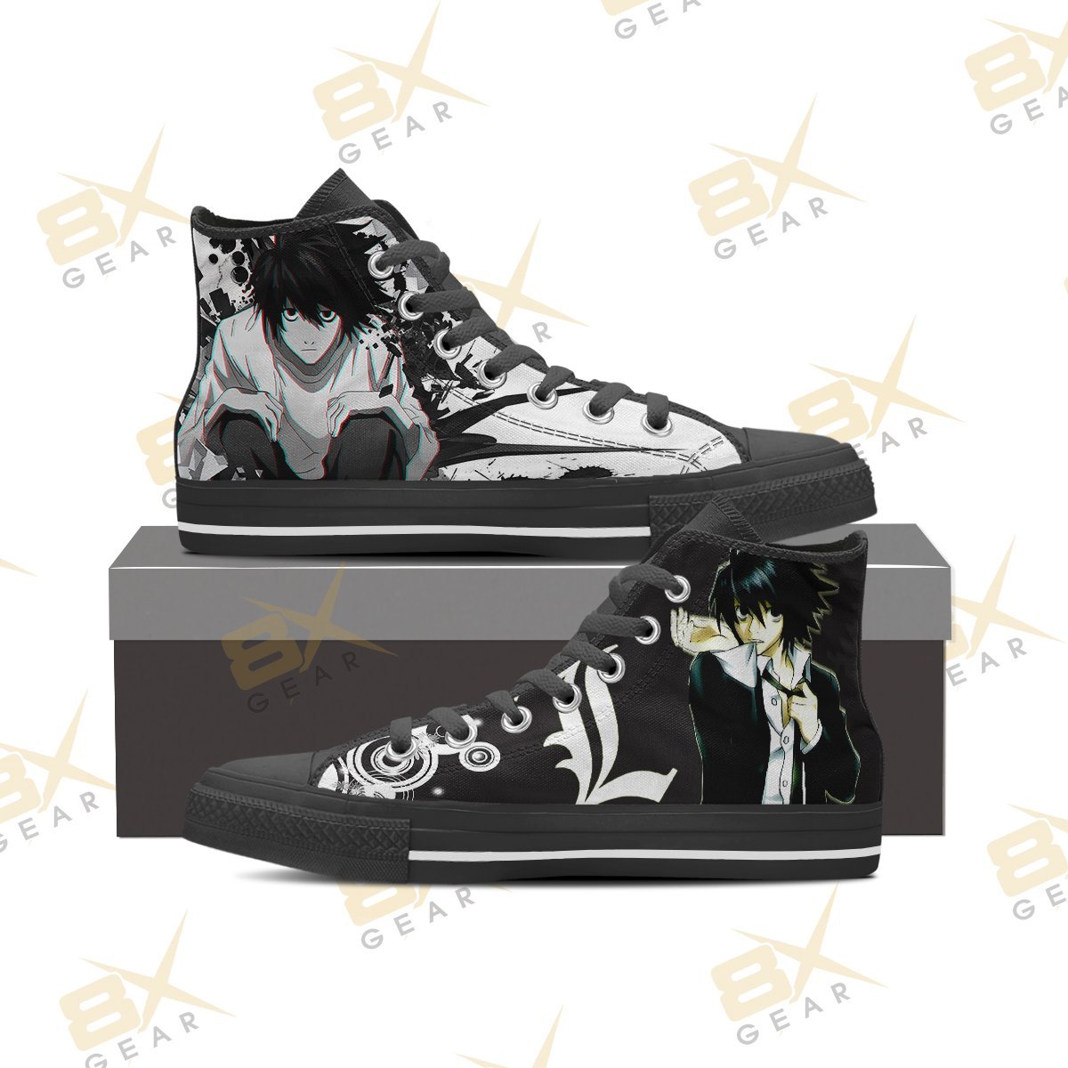 Death Note Sneakers L and Light Yagami High Top Shoes - VMTees