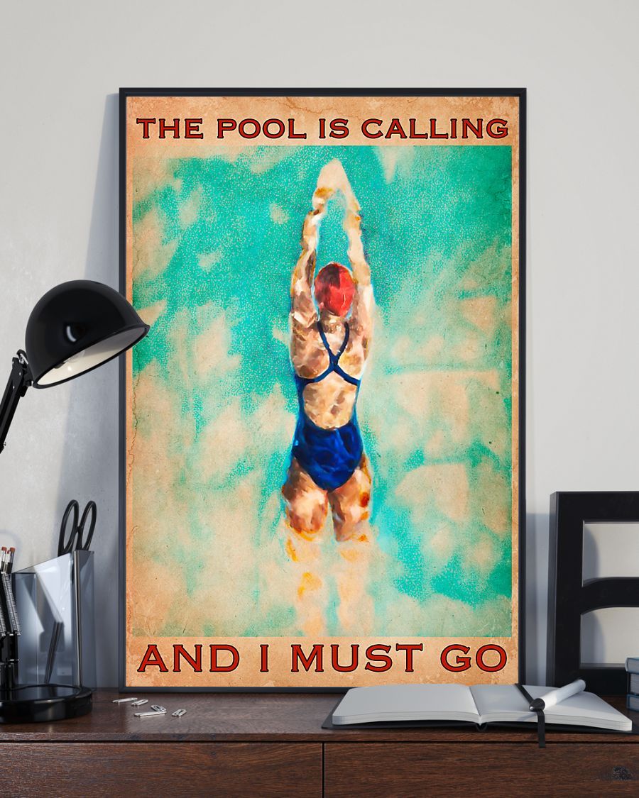 Swimming The Pool Is Calling – Unframed Vertical Poster – Posterveto