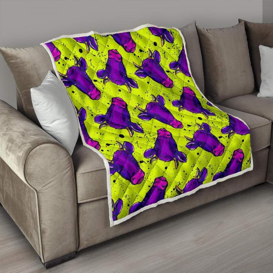 Lime Green And Purple Cow Pattern Print Quilt – Justbeperfect Fashion Shop