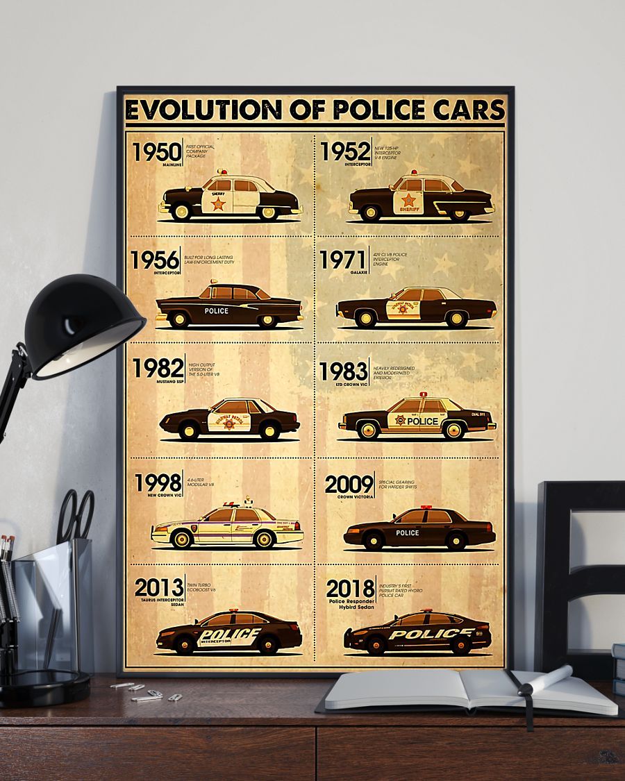 Professions Poster – Police Evolution Of Police Cars Vertical Canvas ...