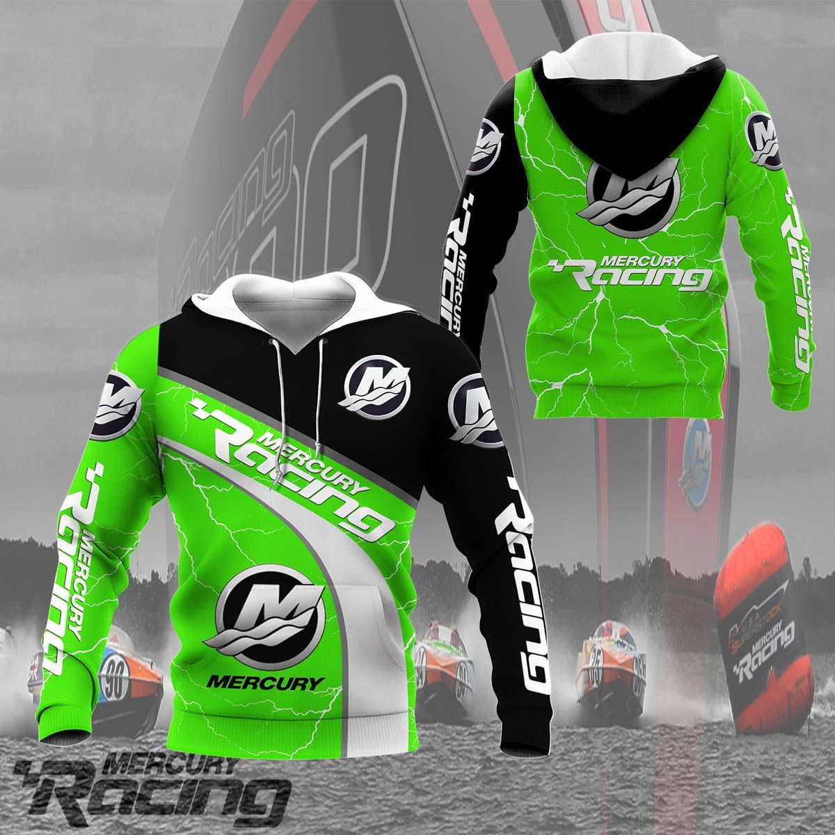 3D All Over Printed Mercury Racing NCT- NH Shirts Ver 3 (Green & Black) - Redditprint NDP Store
