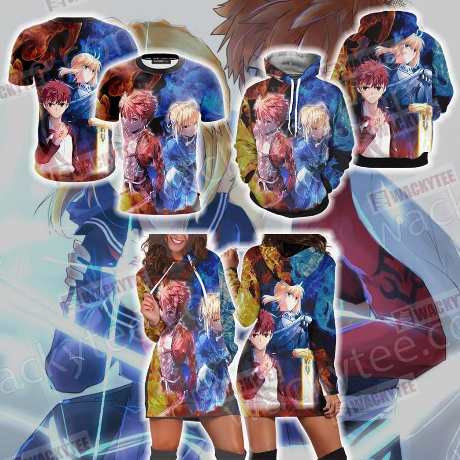 Fate/ Stay Night – Shirou Emiya and Saber 3D Hoodie – Plumosu Store