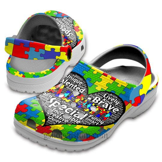 Autism Heart Brave Special Crocs Shoes – Puzzel Autism Awareness Shoes ...