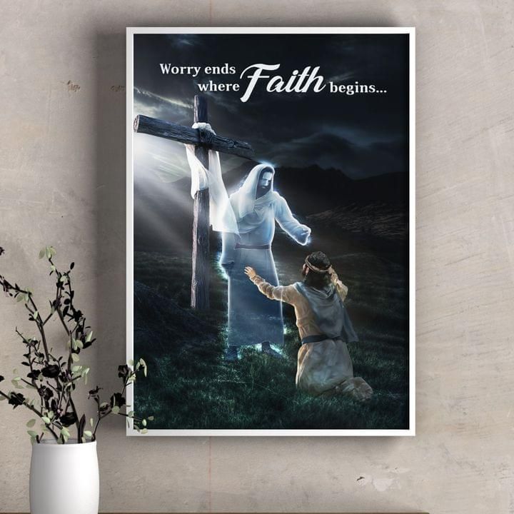 worry ends where faith begins jesus poster poster canvas – DRGGR Store
