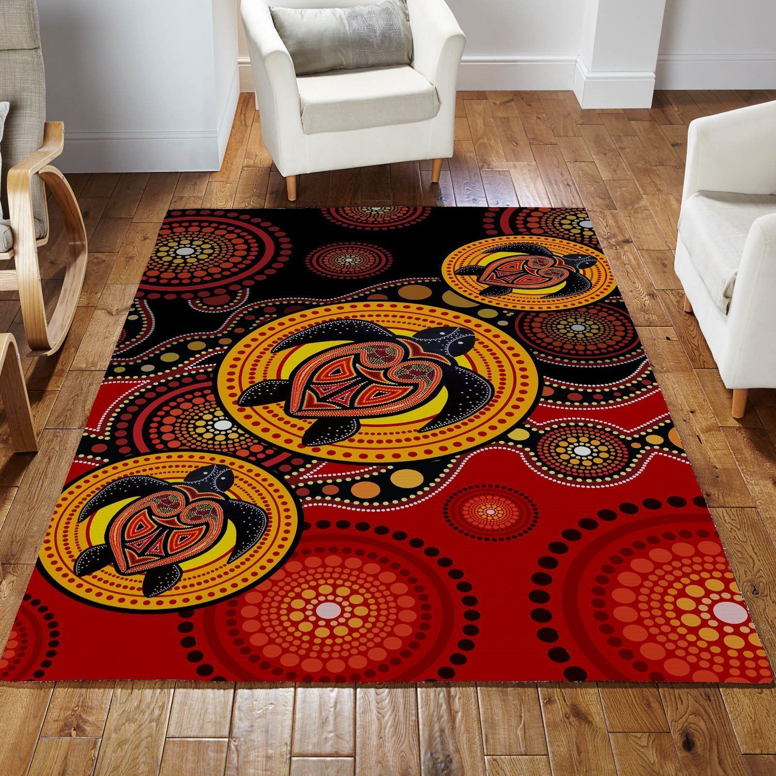 Aboriginal Turtles Australia Indigenous Painting Art Rug - Pinkato Store