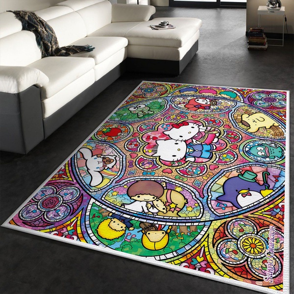 Hello kitty area rug home decor bedroom living room decor living room ...