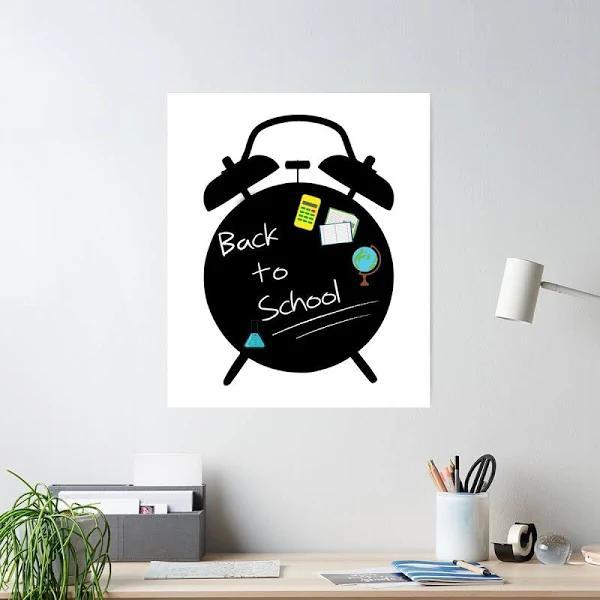 Alarm Clock Back To School Portrait Poster & Canvas Home & Classroom ...