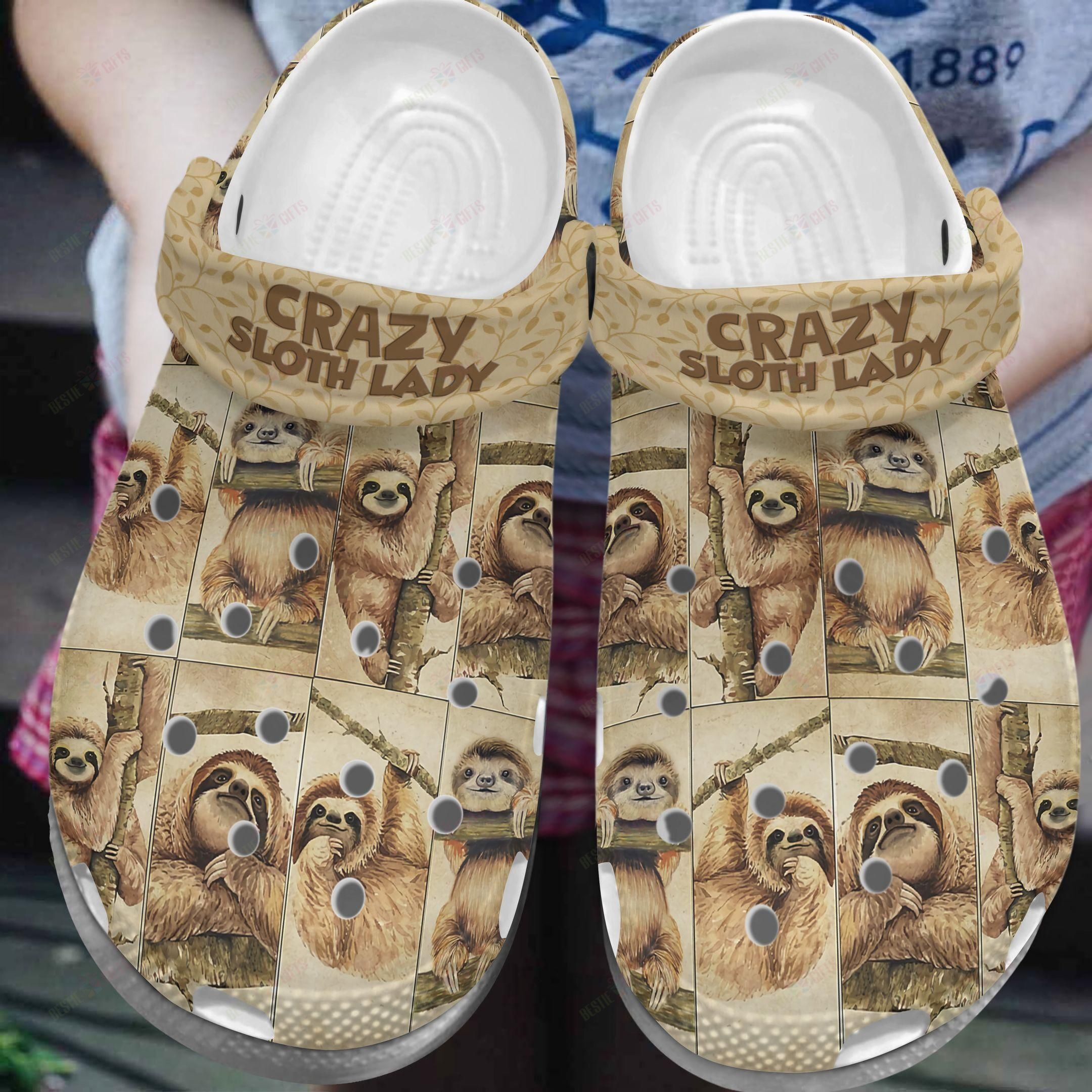 Sloth Crocs Classic Clog Crazy Sloth Lady Shoes – Justbeperfect Fashion ...