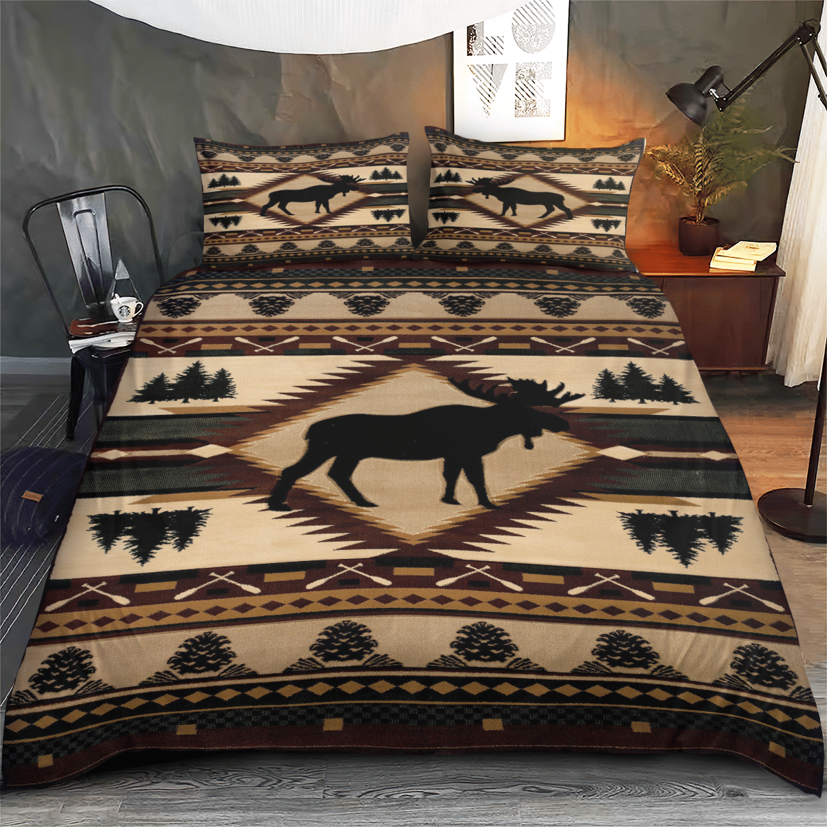 Wooni Moose Hunting Bedding Set, Duvet Cover Set, Duvet Cover And Pillow Case Bedroom Decor ...