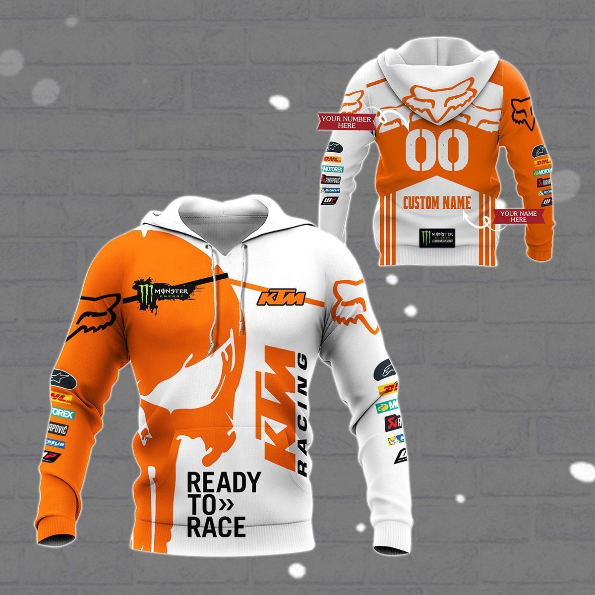 Custom 3D All Over Printed KTM Racing Shirts Ver2 (Orange&White ...