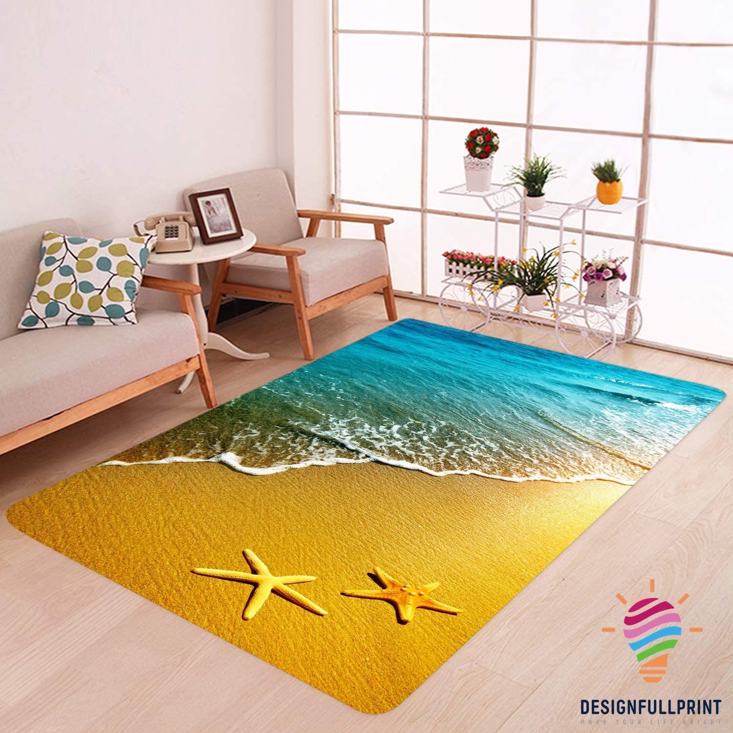 Summer Rug Beach Starfish Print Memory Foam Area Rug Hg – Corethermax