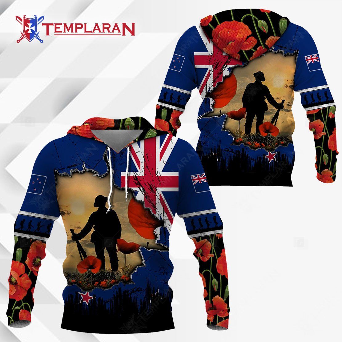 Anzac Day Lest We Forget New Zealand Veteran Poppy 3D Full Printing ...