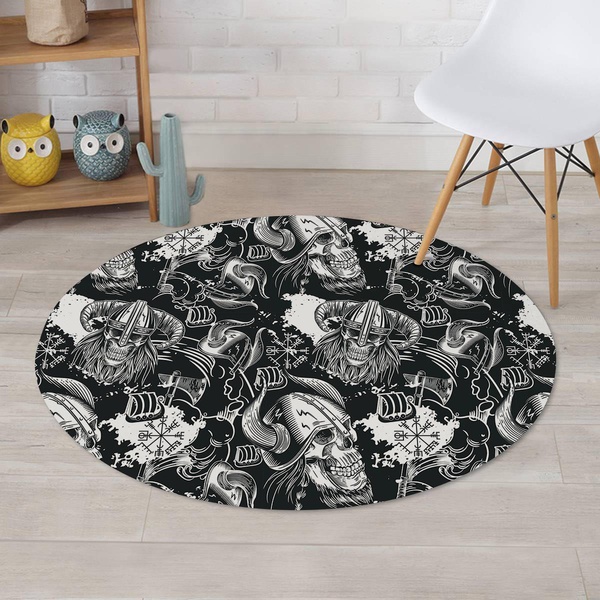 Viking Skull Round Rug – Skull Art Prints