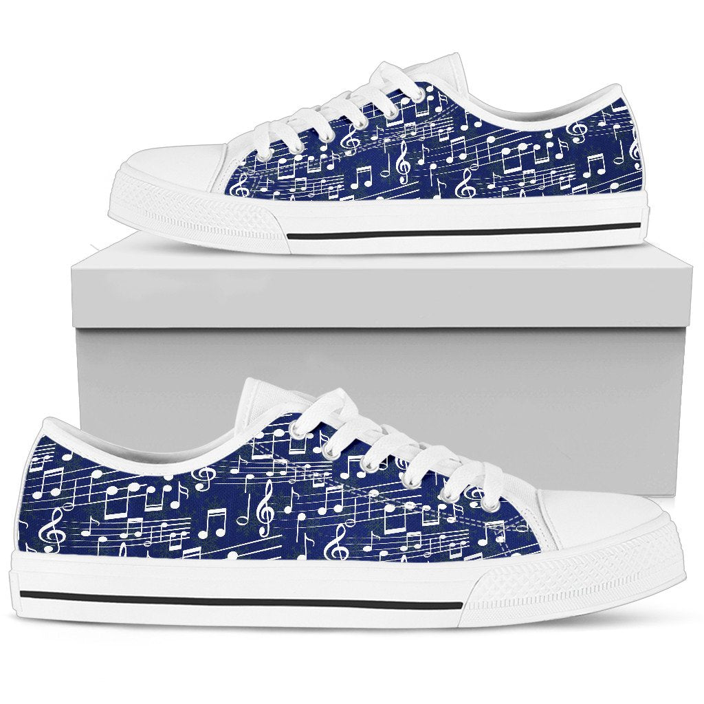 Music Note Blue Themed Print Women Low Top Shoes - VMTees