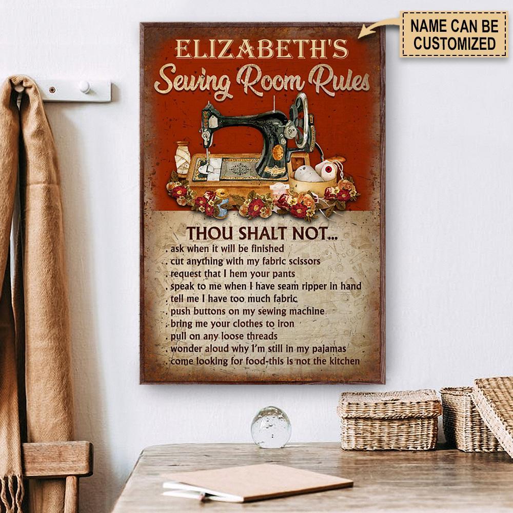 Personalized Canvas Custom Canvas Prints Sewing Room Rules Poster And
