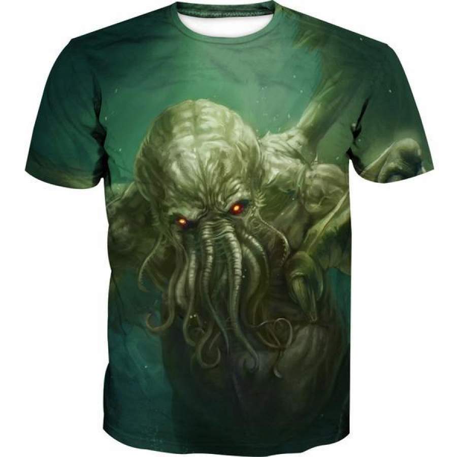 Charging Cthulhu T-Shirt – Nerd Gaming Cthulhu Clothes – Trendtalksaz Store