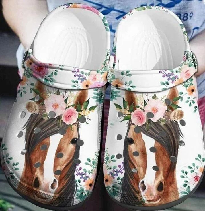 Horse Flowers Crocss Crocband Clog Comfortable For Mens Womens Classic ...