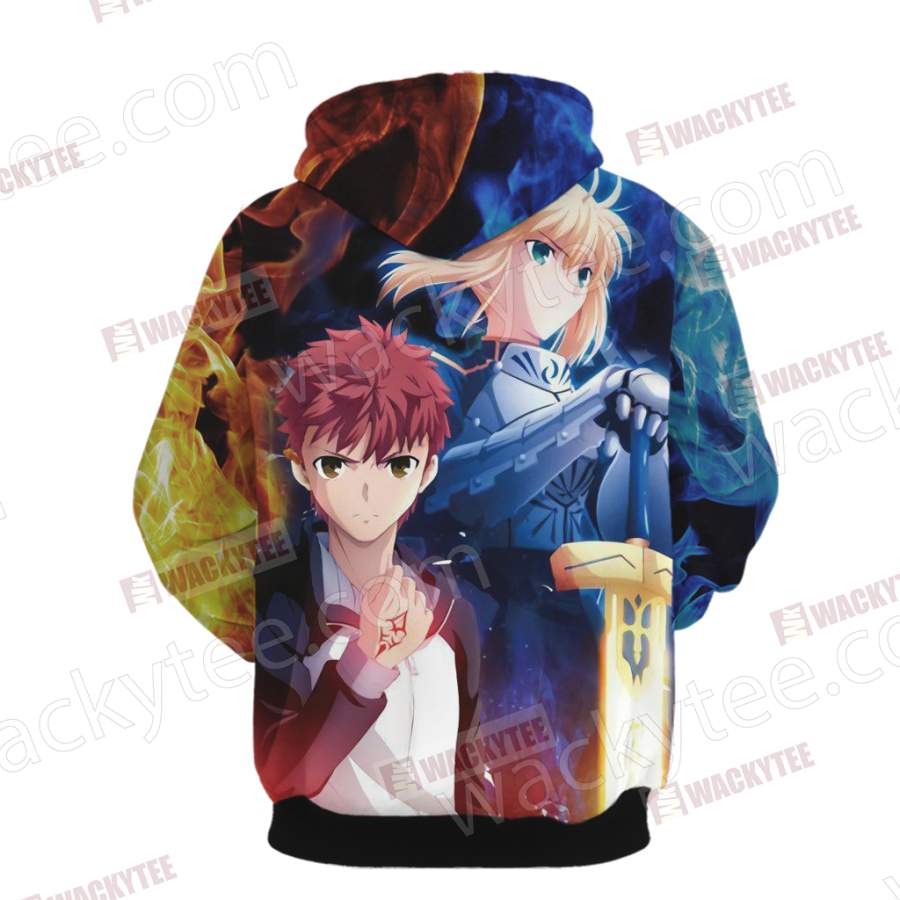 Fate/ Stay Night – Shirou Emiya and Saber 3D Hoodie – Plumosu Store